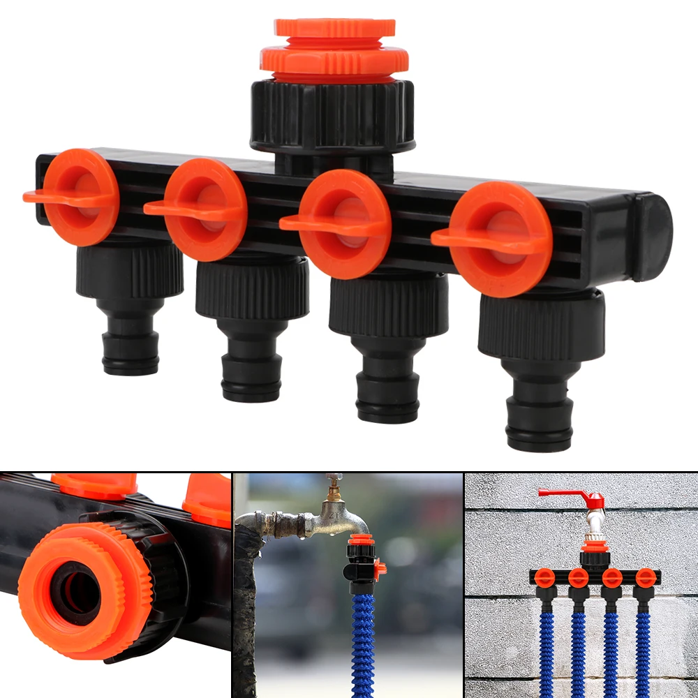 For-Water-Pipe-4-Way-Hose-Splitters-3-4-Watering-Connector-Distributor ...