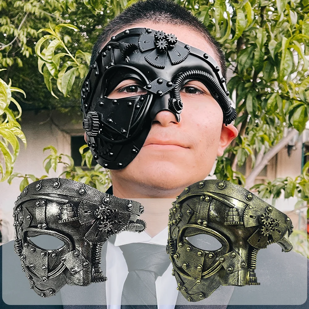 Punk Mechanical Plastic Mask Cosplay Medieval Retro Science Half Face ...