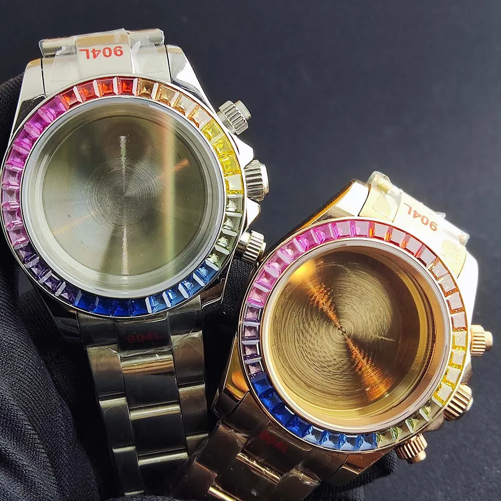 39mm case Rainbow Zircon VK63 case suitable for quartz movement ...
