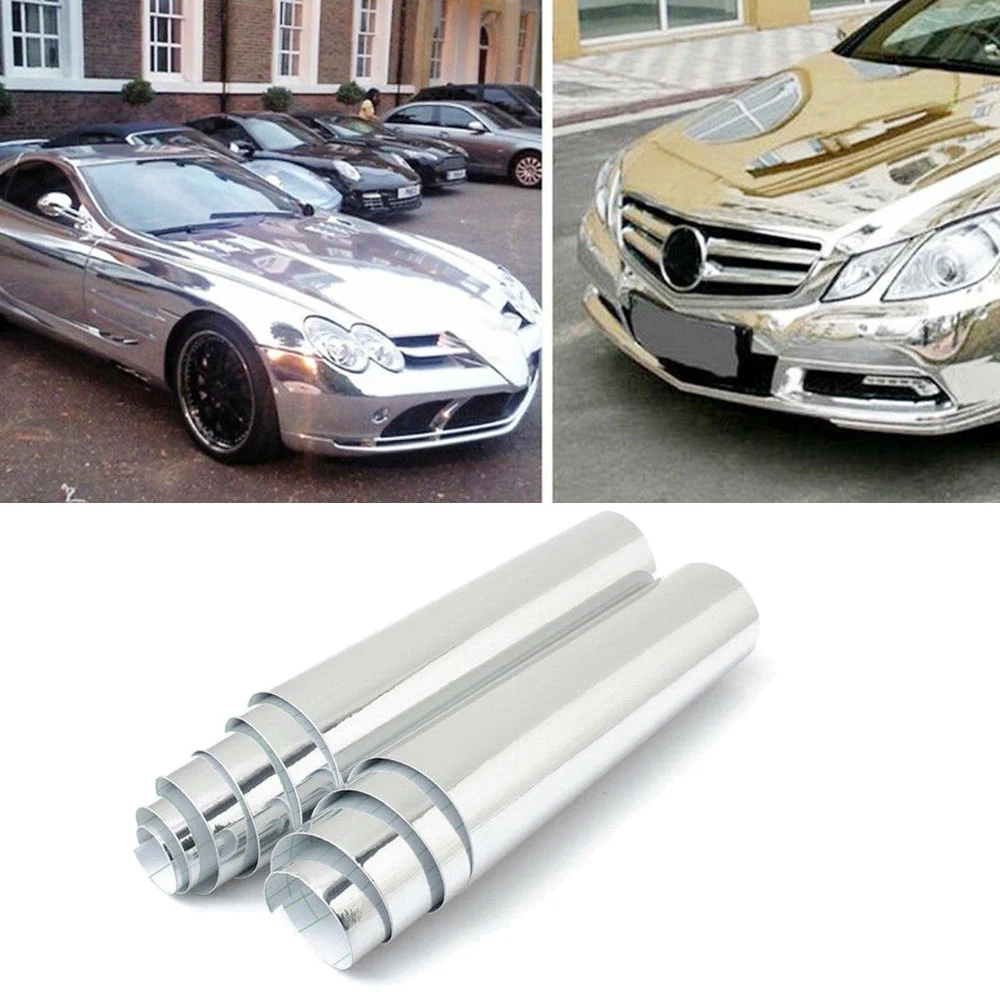 Silver-Chrome-Car-Sticker-Mirror-Vinyl-Wrap-Film-Decal-Waterproof ...