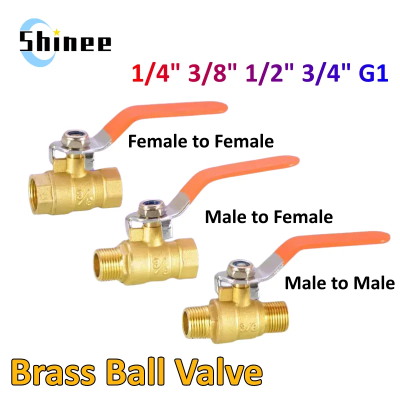 Orange handle Brass Barbed ball valve 1/8 3/8'' 1/4'' 3/4 Male Female ...