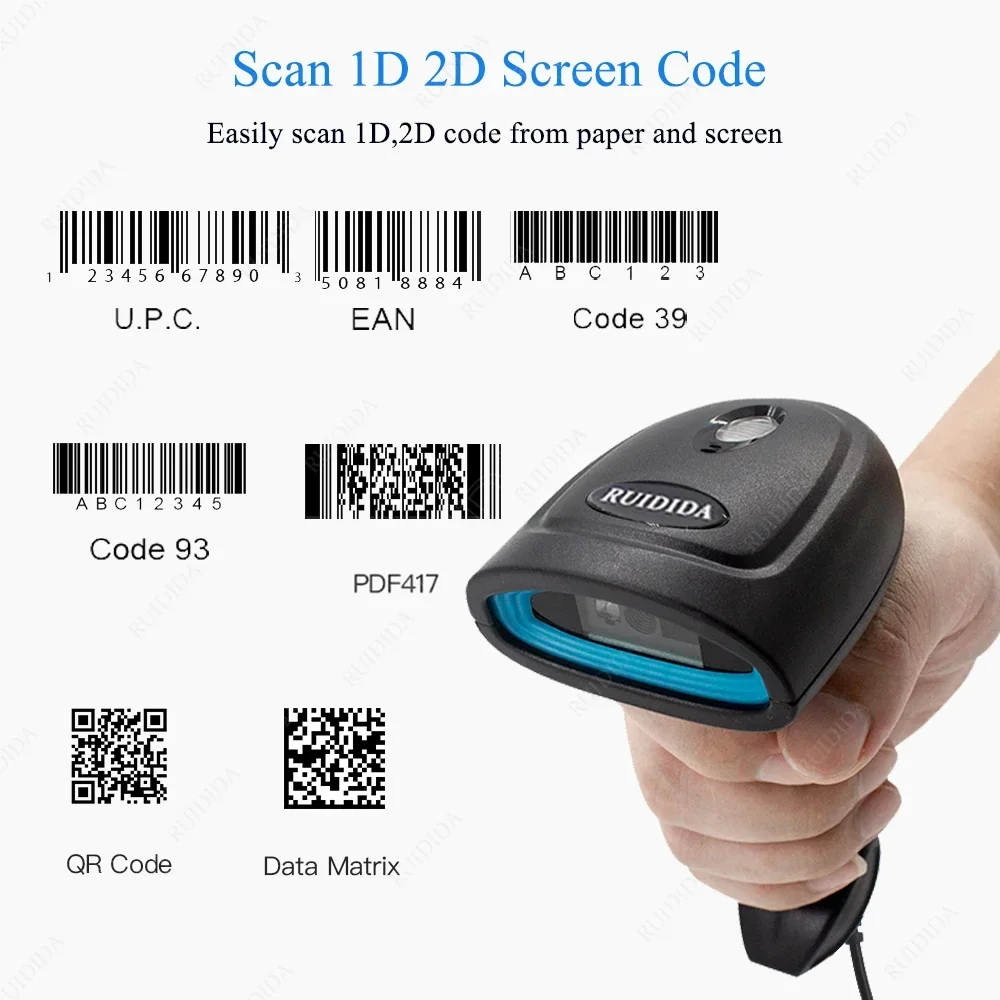 1D 2D Barcode Scanner Portable Code Reader qr code Scanner Handheld Bar ...