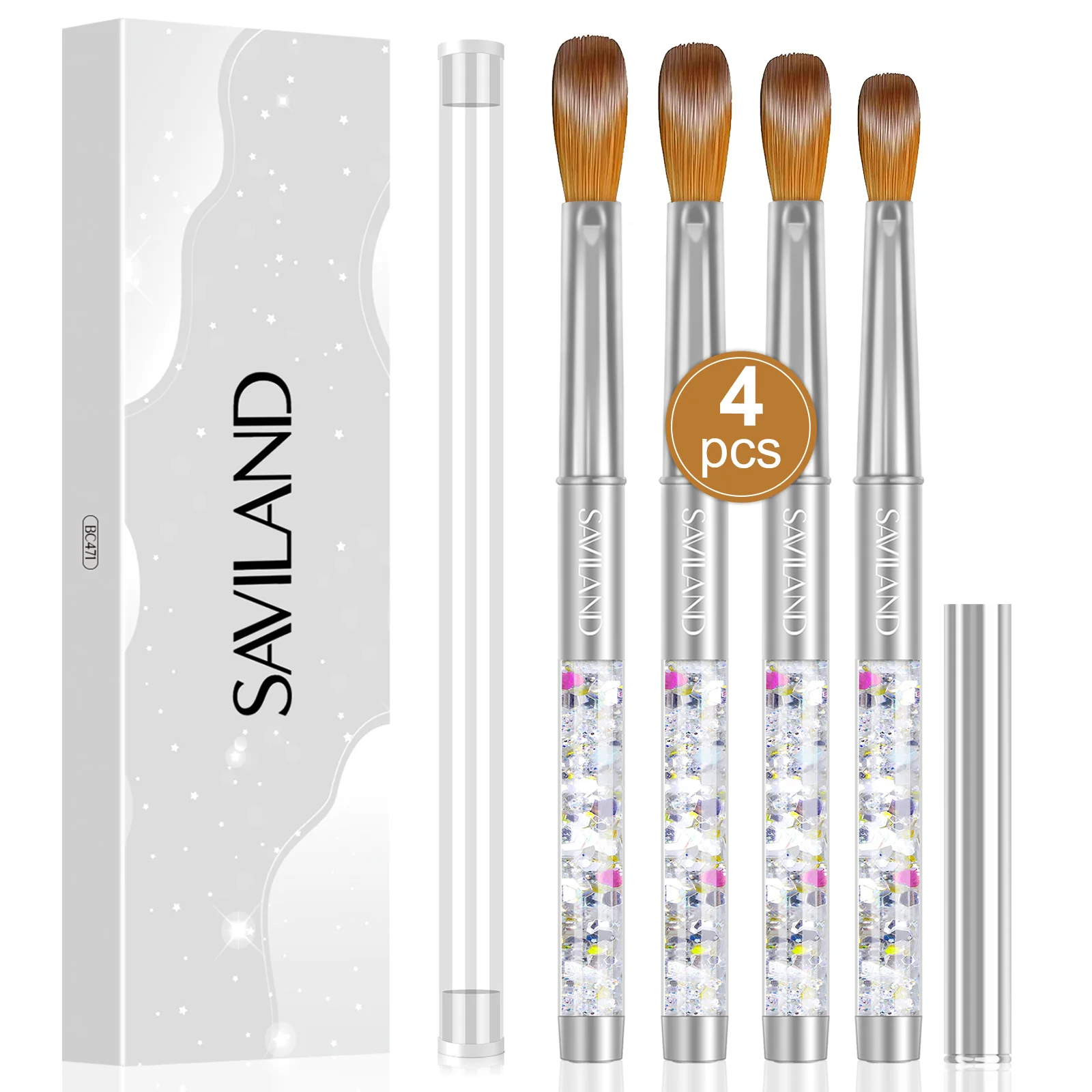 Saviland 4pcs Kolinsky Acrylic Nail Brush Set Good Quality Nail Art ...