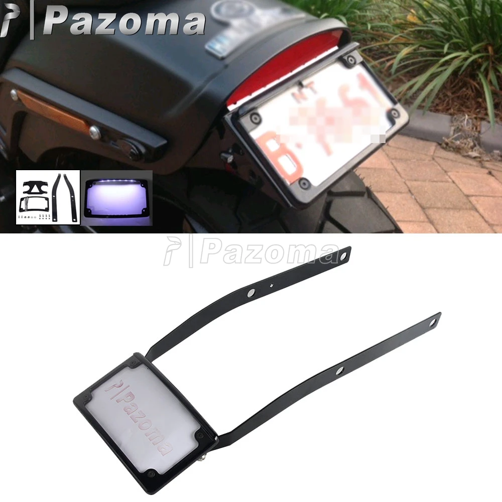 Motorcycle License Plate Bracket Rear Number Plate Frame Holder LED ...