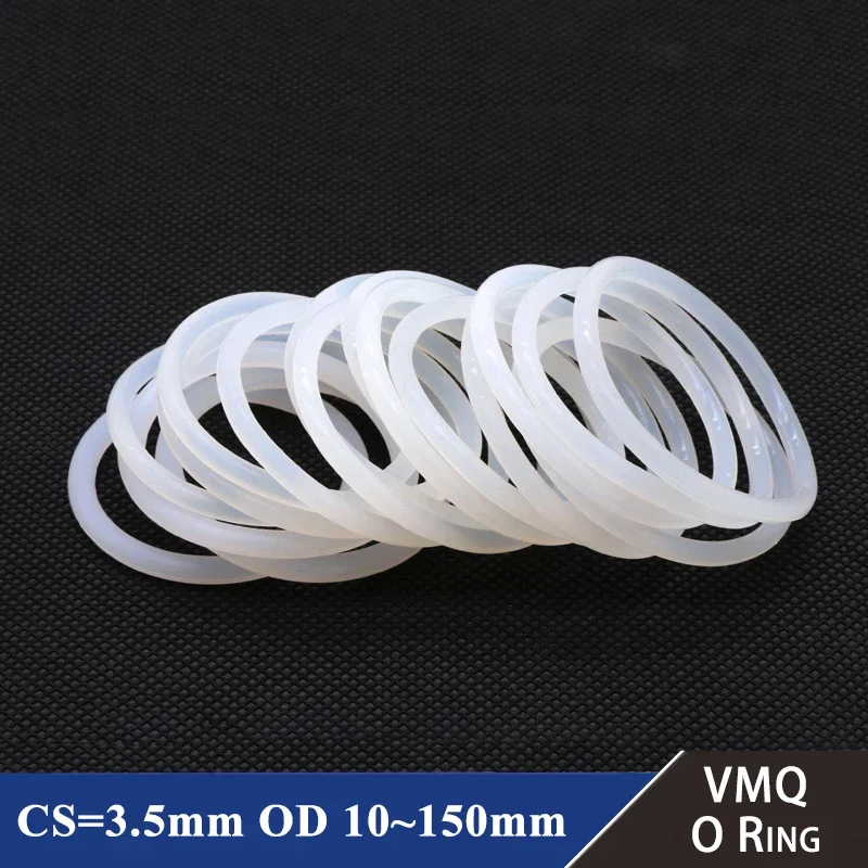 10-50Pcs-White-Food-Grade-Silicone-O-Ring-Gasket-CS-3-5mm-OD-10-150mm ...