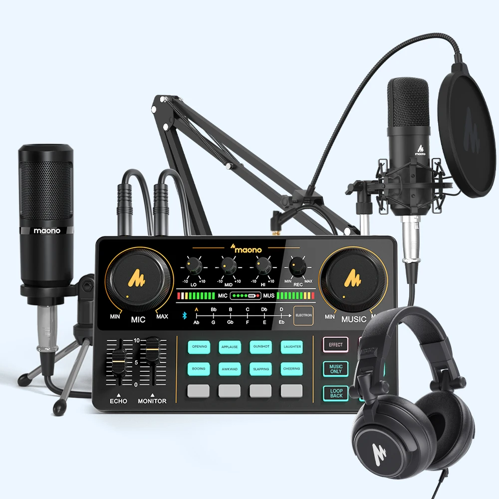 MAONO-CASTER-Professional-Sound-Card-with-25mm-Condenser-Studio ...