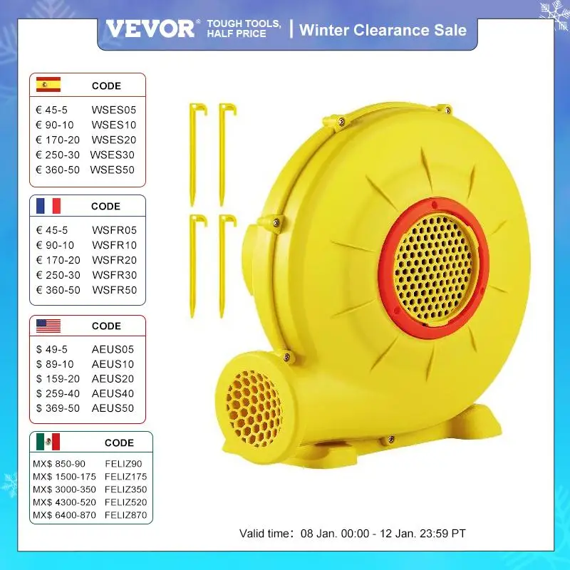 VEVOR-Air-Blower-Inflatable-Blower-450W-950W-110V-3400RPM-PP-Plastic ...