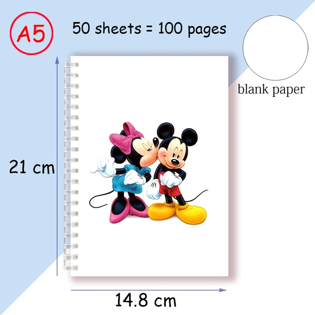 A5 Spiral Notebook Cartoon Mickey Mouse Minnie Love Note Book Disney ...