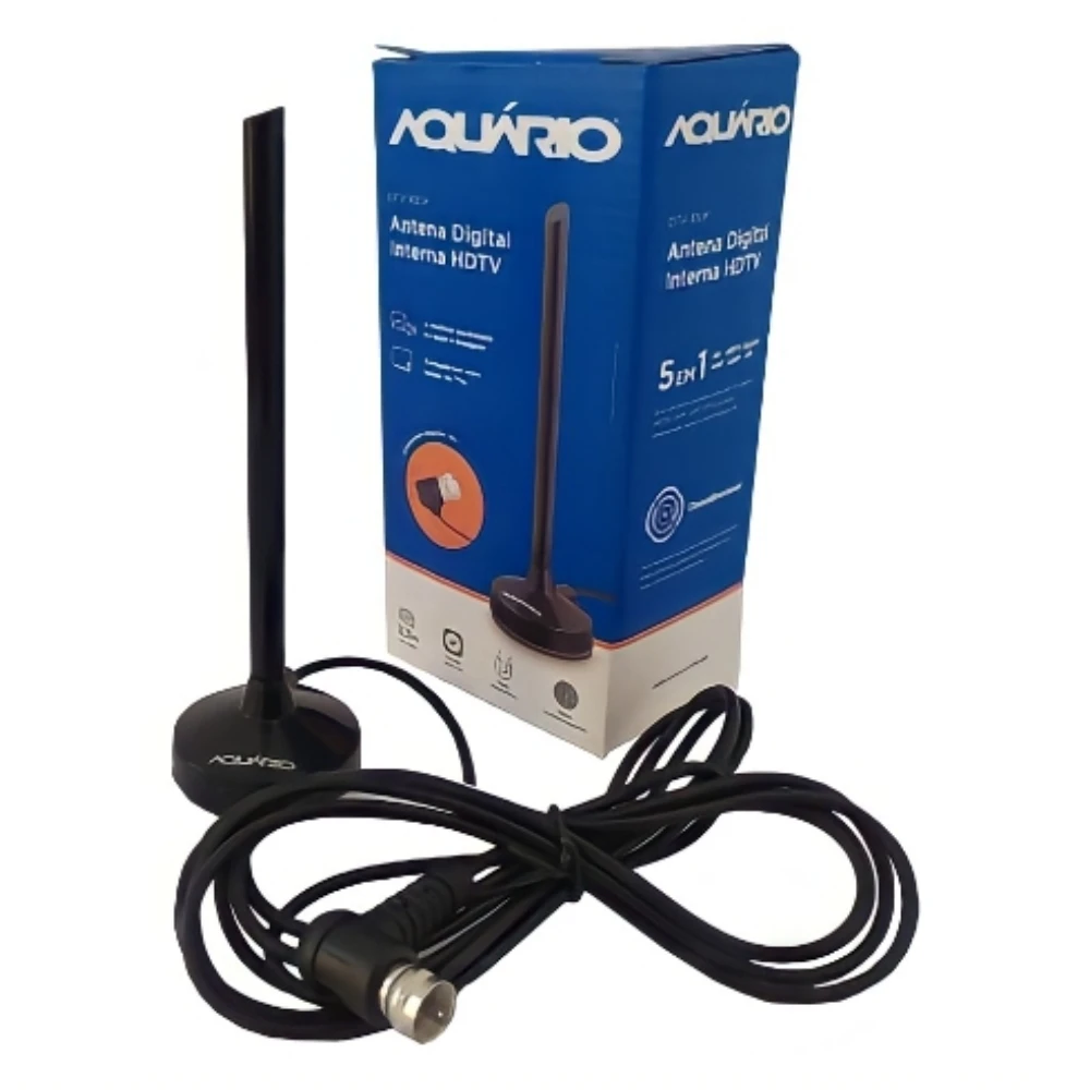 Antena digital interna para tv DTV 100P Aquario, cabo 2,5m, Base ...