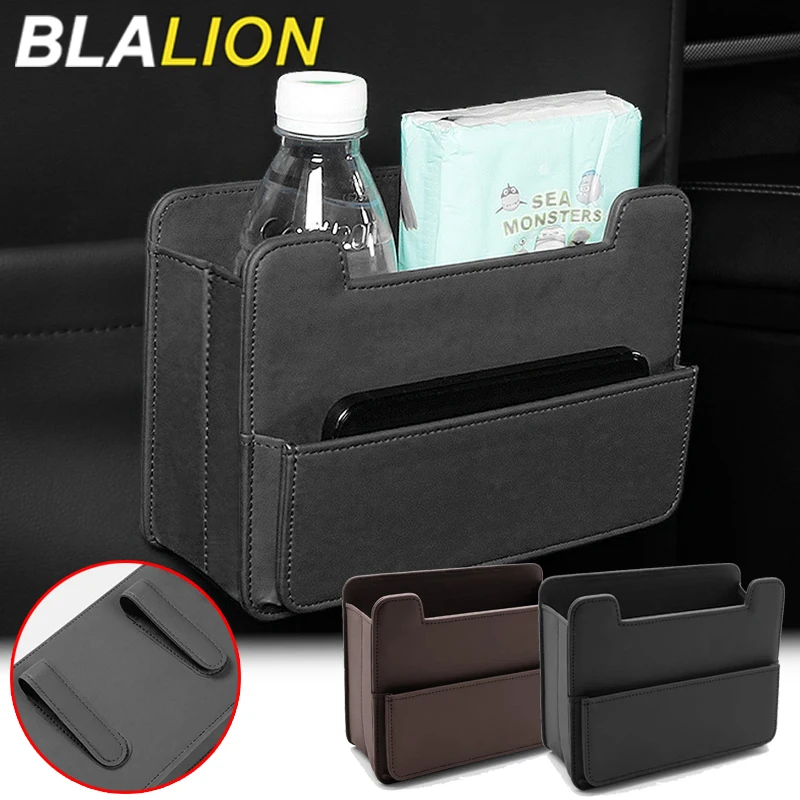 BLALION Car Interior Storage Organizer Foldable Leather Trash Bin ...