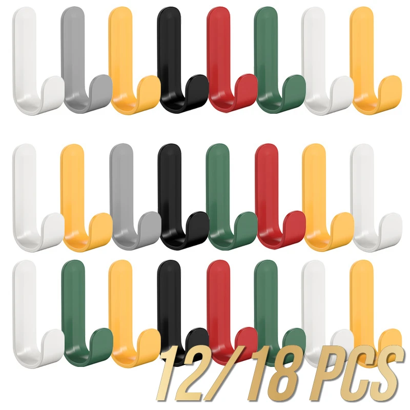 12-18PCS-Colorful-Wall-Organizer-Hook-Behind-door-Key-Cloth-Hanger-Hook ...