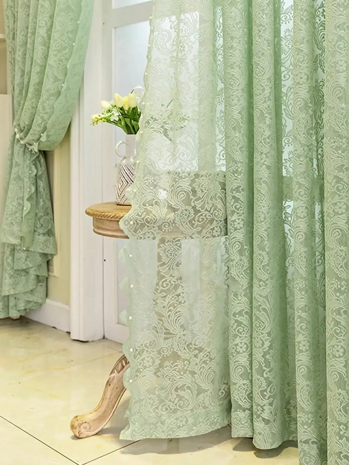 Lace-Studded-Beads-Gauze-Curtains-Bedroom-Living-Room-Kitchen-Window ...