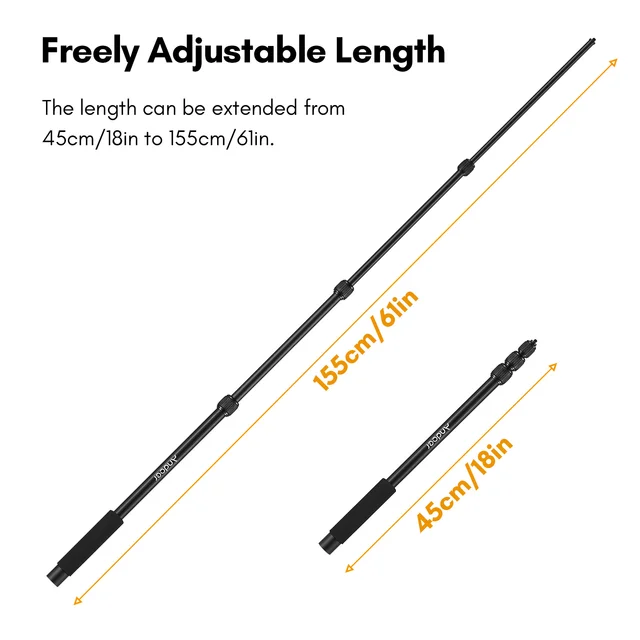 Andoer-Microfone portátil Boom Arm, microfone extensível, Boom Pole com ...