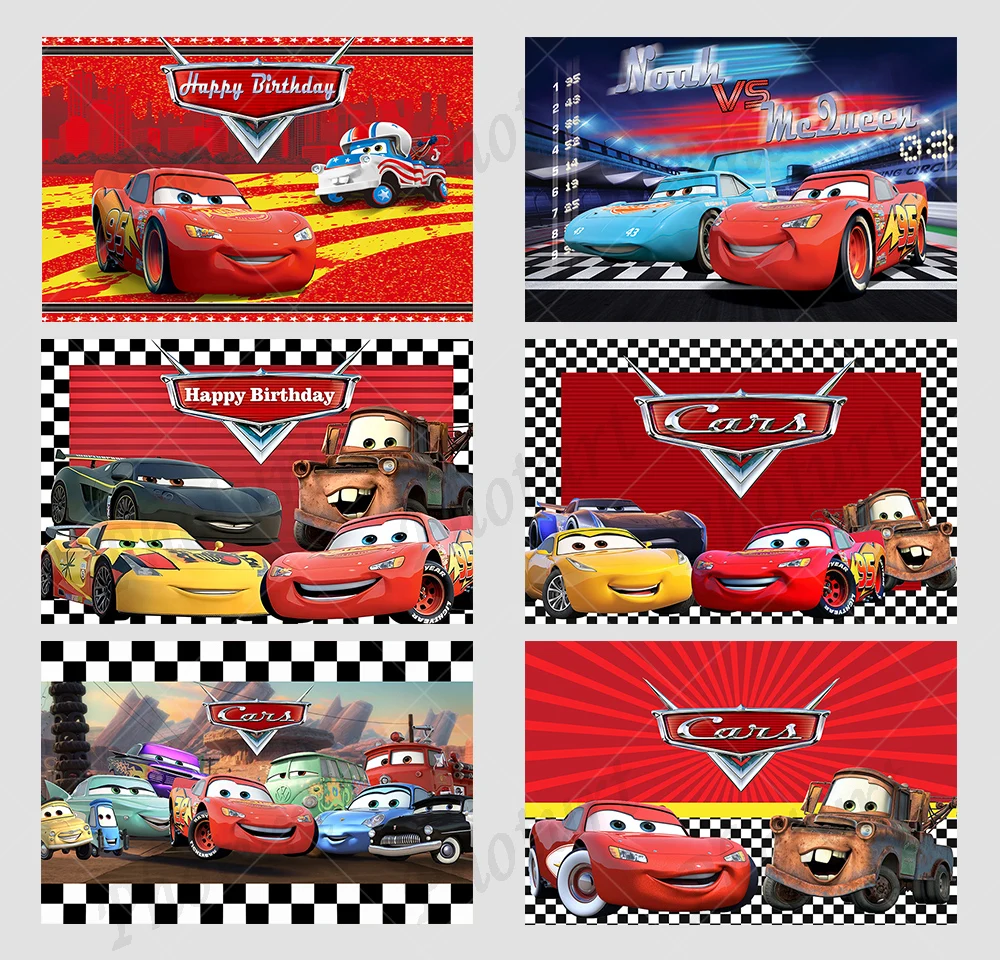 Disney Cars Mcqueen Backdrop Name Custom Birthday Background Red ...