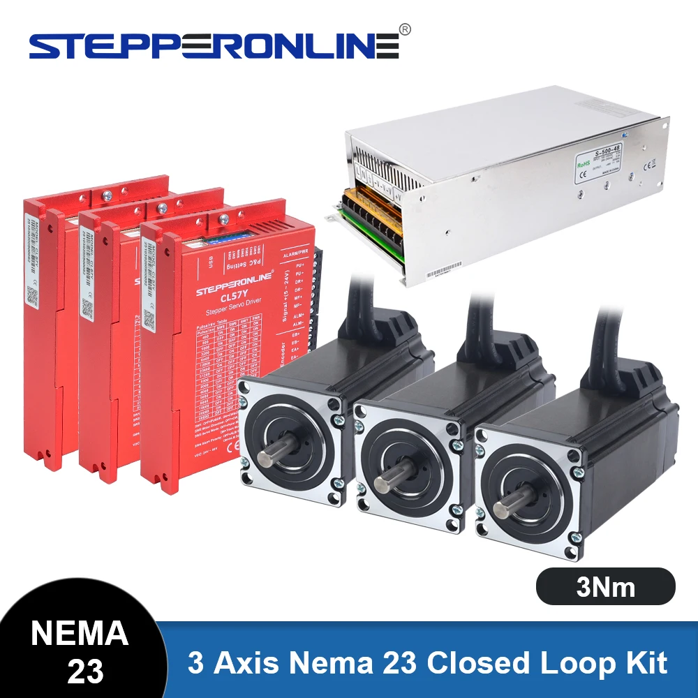 STEPPERONLINE 3 Axis Nema 23 Closed Loop Stepper Motor 3Nm with Encoder ...