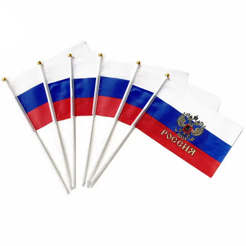 10 Pack Russian Flag Russia Banner 14x21cm Polyester Printed Mini Stick ...