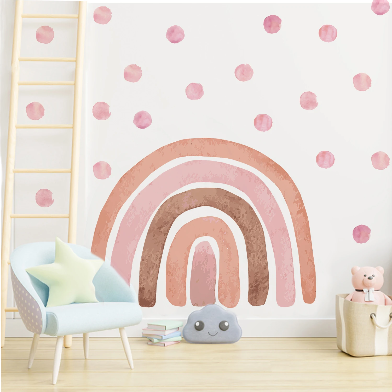 Watercolor-Pink-Big-Rainbow-Dots-Wall-Stickers-for-Children-s-Room-Baby ...