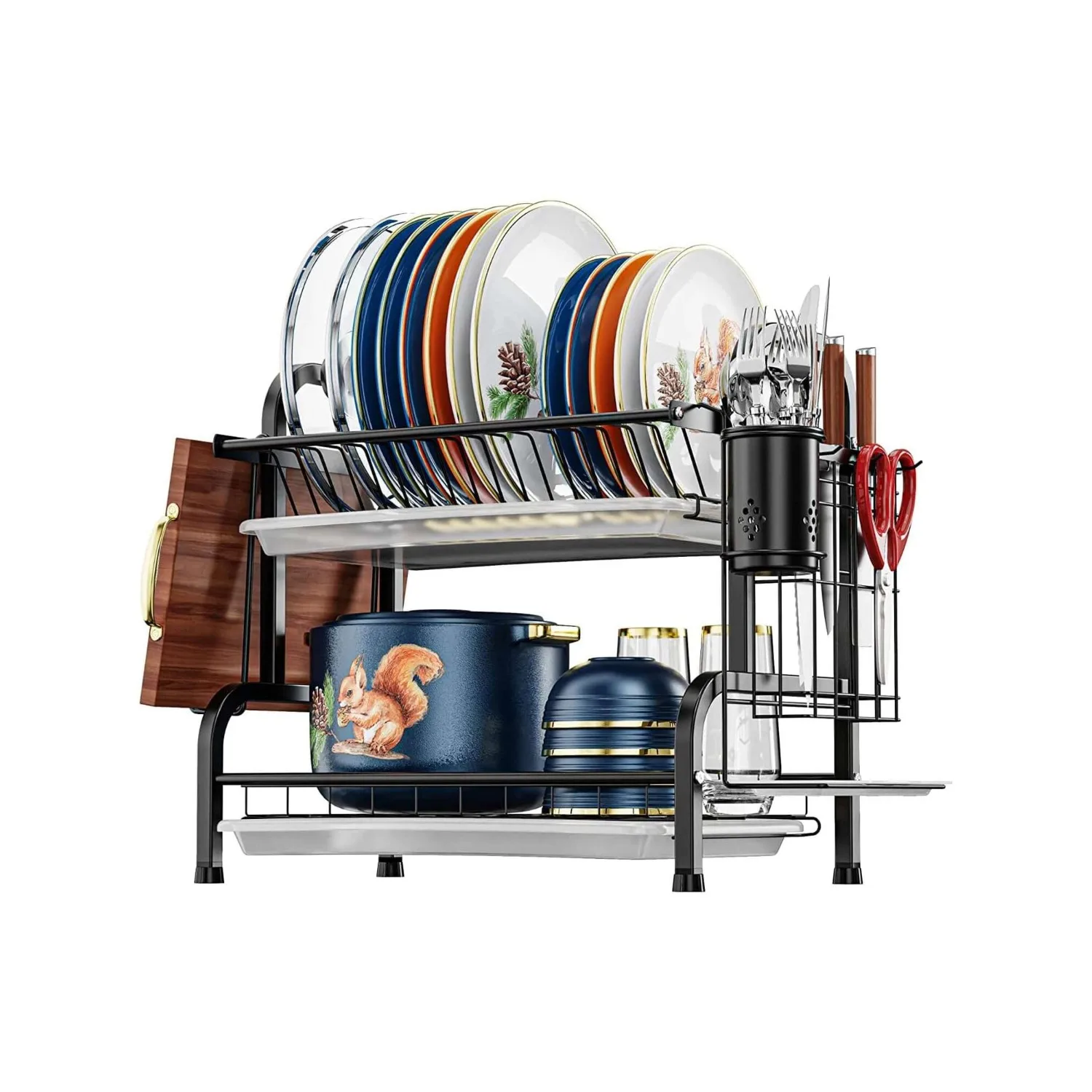 1pc-Double-Layer-Dish-rack-With-Water-Receiving-Tray-For-Countertop ...