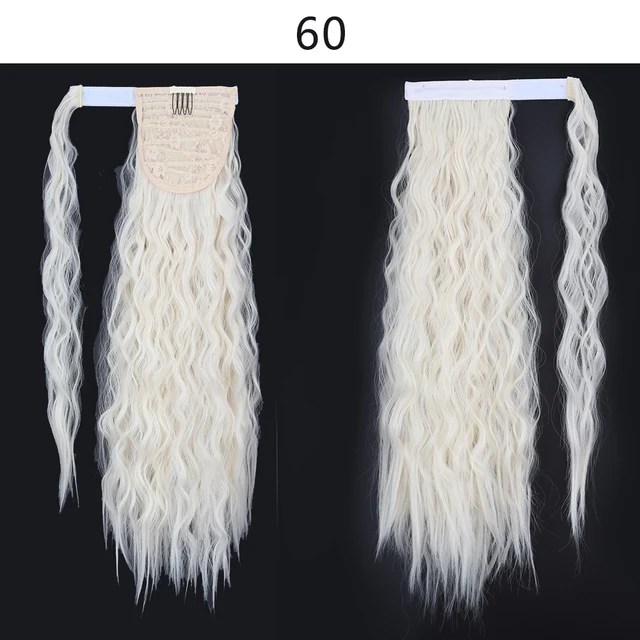 Synthetic 34 inch wavy / straight ponytail hair extensions