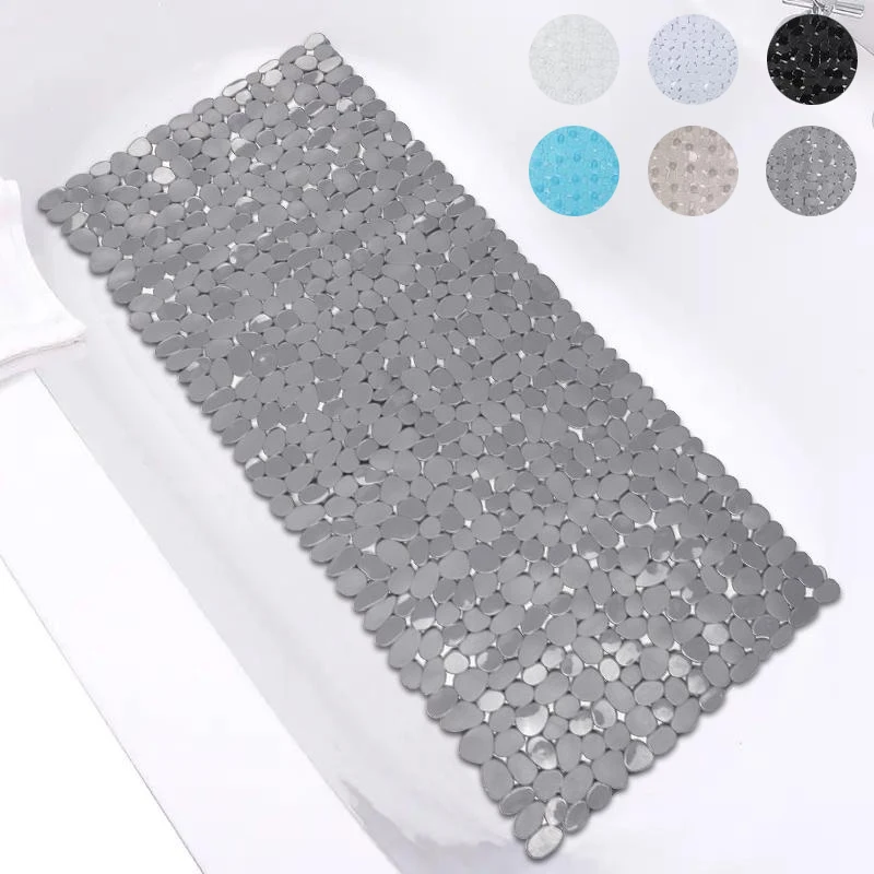 Pebble-Stone-Bath-Mat-Silicone-Soft-Non-Slip-Bathroom-Rug-With-Suction ...