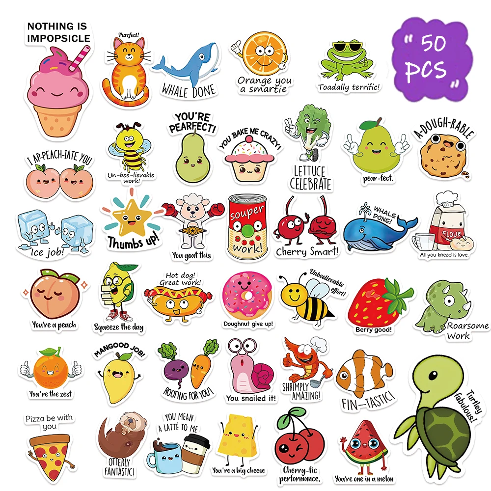 10-25-50pcs-Fun-Teacher-Stickers-for-Kids-Reward-Punny-Motivational ...