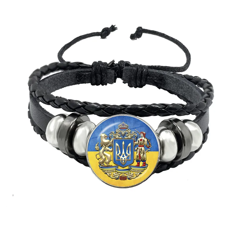 Vintage Tryzub Ukraine Bracelet Ukrainian Symbol Glass Cabochon ...