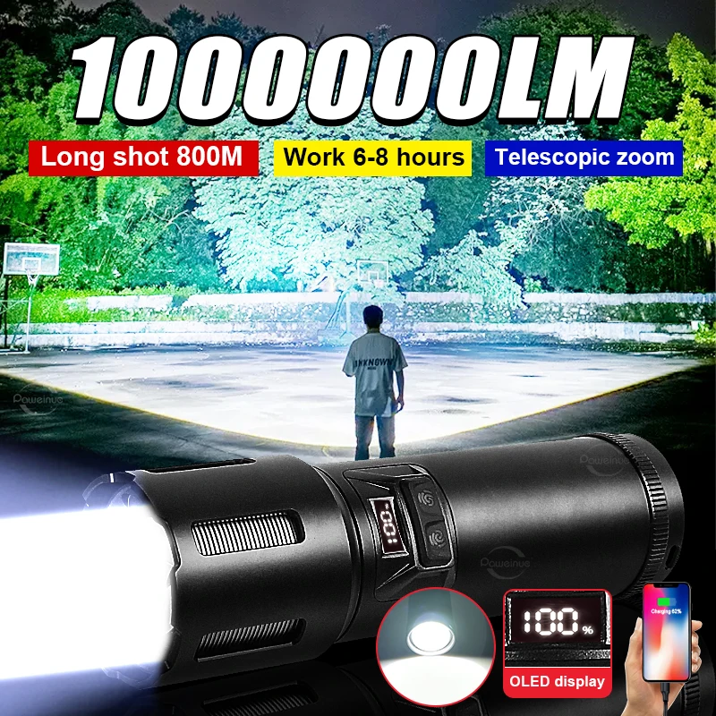 High-Power-LED-Flashlight-Powerful-Tactical-Light-Ultra-Bright-White ...