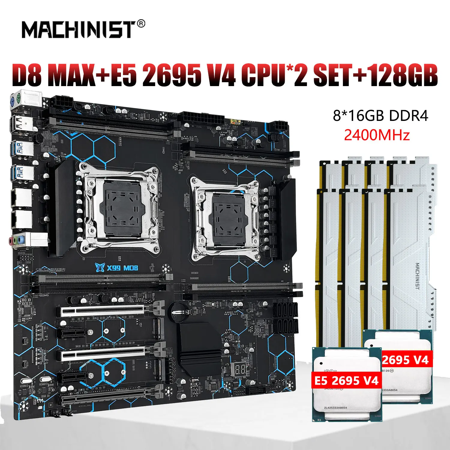 Machinist X99 Motherboard Set Kit Lga 2011 3 Xeon E5 2695 V4 Dual Cpu