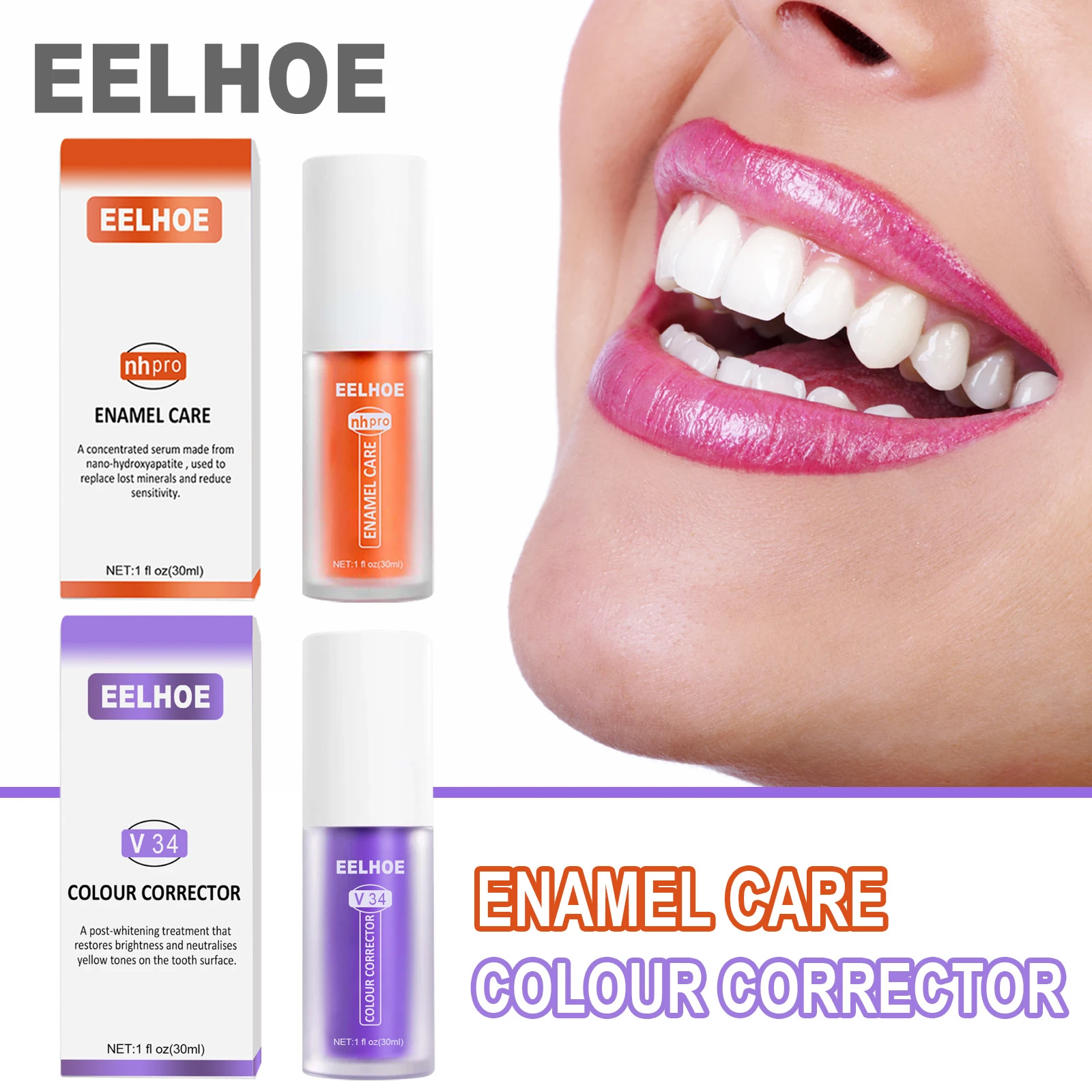 V34 Teeth Whitening Cleansing Toothpaste Colour Corrector Enamel Care ...