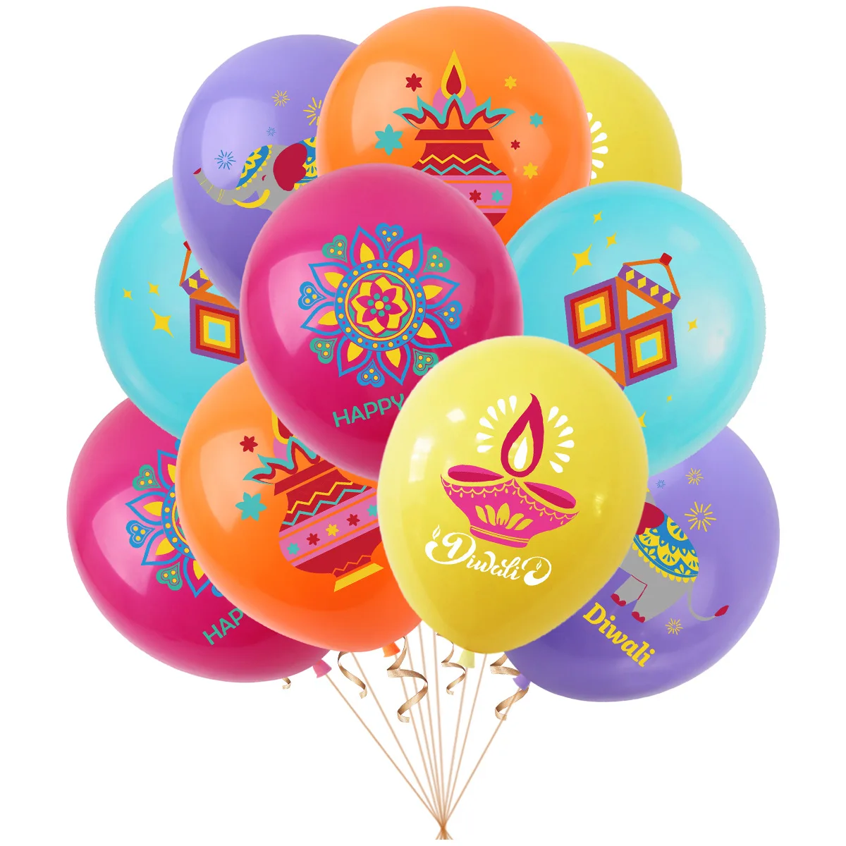 10pcs-Happy-Diwali-Balloons-Kit-Indian-Festival-of-Lights-Decorations ...