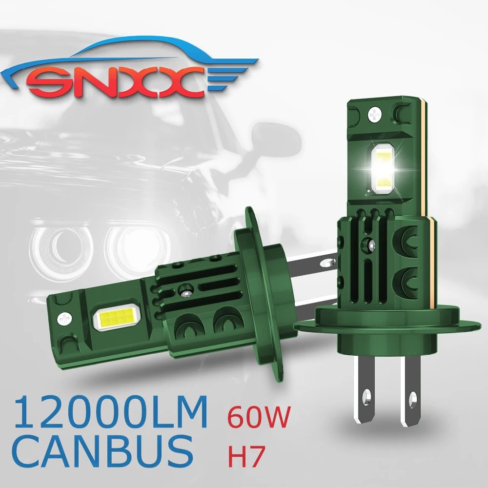 SNXX 2PCS Fanless H7 LED Bulb 1:1 Mini Size Head Lamp Wireless 12000LM ...