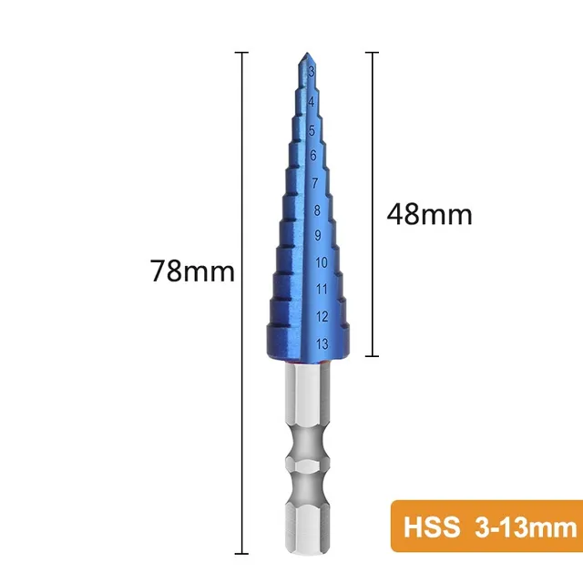 XCAN Step Cone Drill Bit 3-12/13 4-12/20/22/32mm Hole Cutter for Wood ...