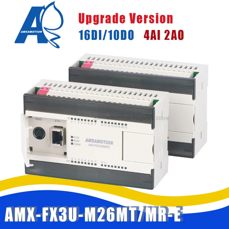 Upgrade Amsamotion FX3U M26MR E M26MT E Replace For Mitsubishi MELSEC PLC 4AI/2AO MODBUS Analog ...