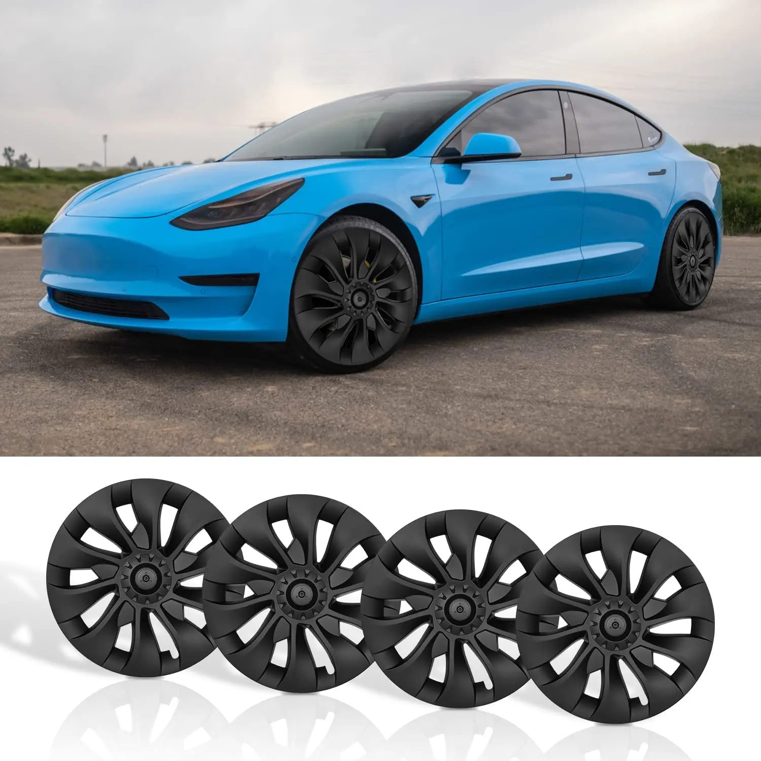 For-Tesla-Model-3-18-Inch-Hubcaps-Wheel-Cover-18-Full-Edge-Protection ...