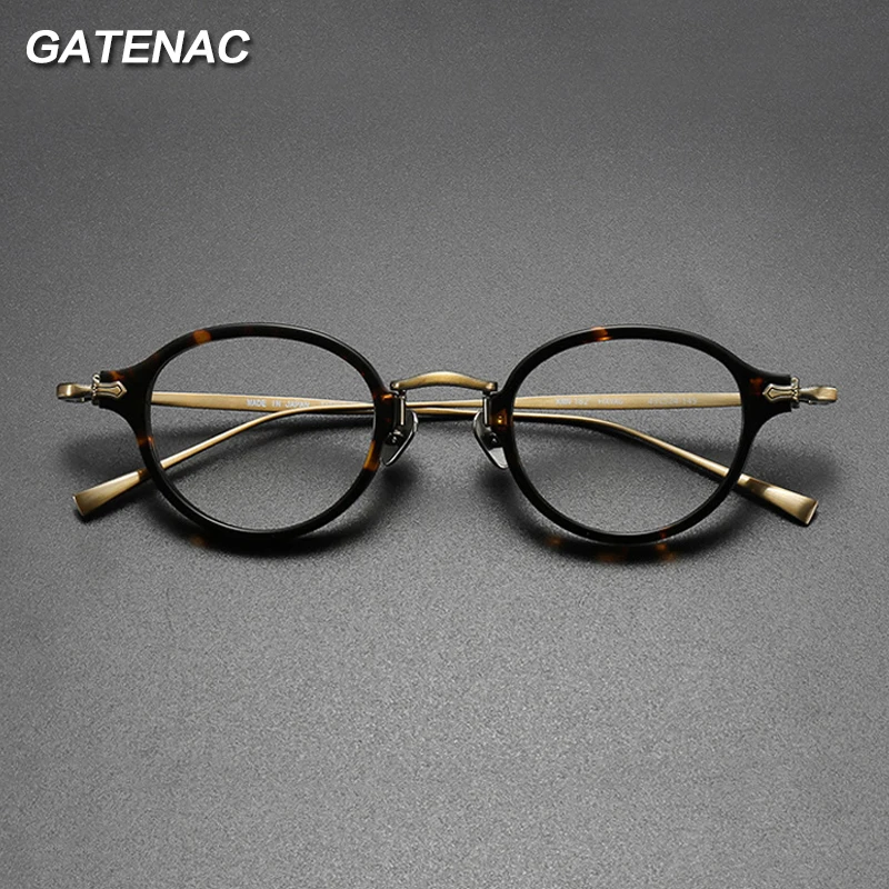 Vintage-Acetate-Titanium-Eyeglasses-Frame-Men-Round-Myopia-Prescription-Optical-Small-Glasses ...