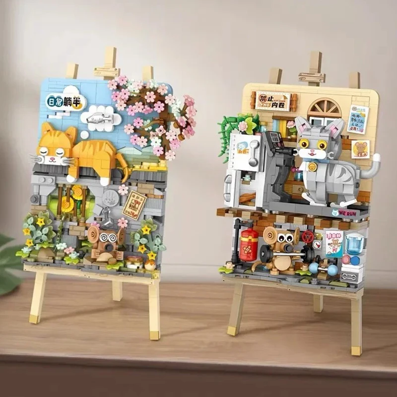 Animal-Building-Blocks-Creative-Cute-Kitten-3D-Painting-Ornaments ...