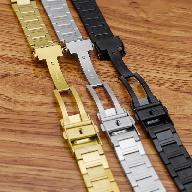 Mod Silver Black Gold Stainless Steel Replace Strap 22mm Watch Bracelet ...