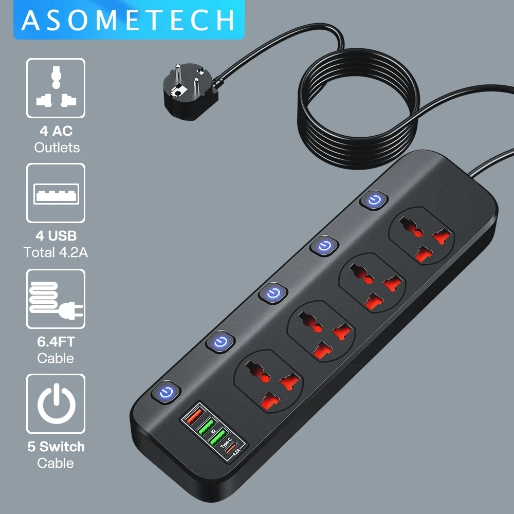 5 Outlet Power Strip Charger | Power Strip Charging Station | Power ...