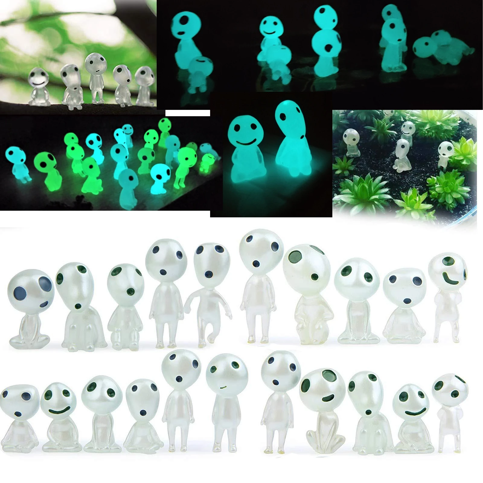 10PCS Luminous Tree Spirits Micro Landscape Figure Tree Elves Glowing ...