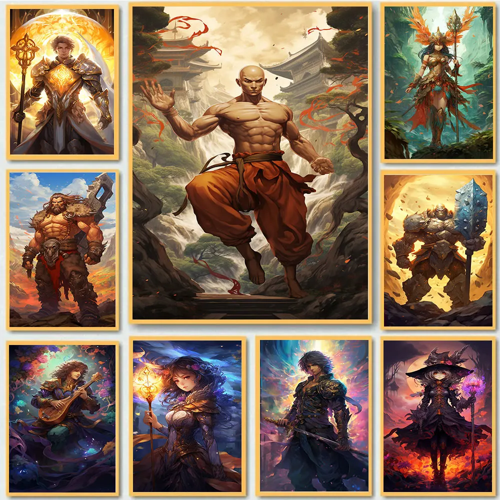 Dark-Magic-Wizard-Monk-Slayer-Machinist-Animation-Posters-Print-Cartoon ...