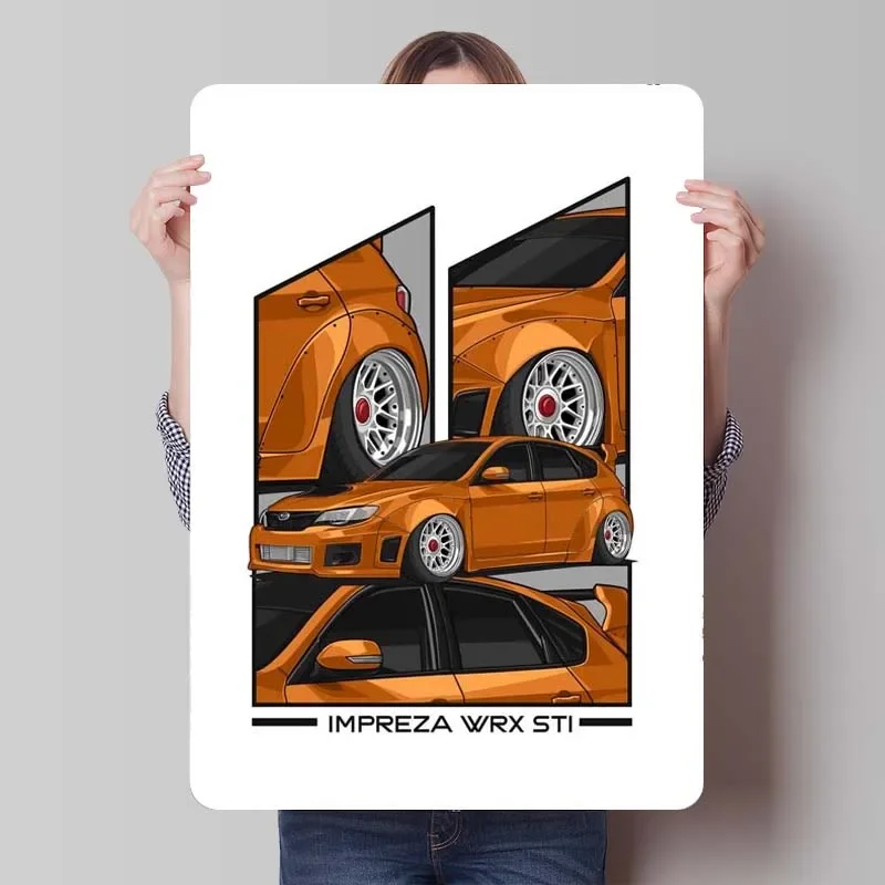 Subaru-Impreza-Wrx-Orange-Sign-Car-Poster-Decorative-Metal-Plates ...