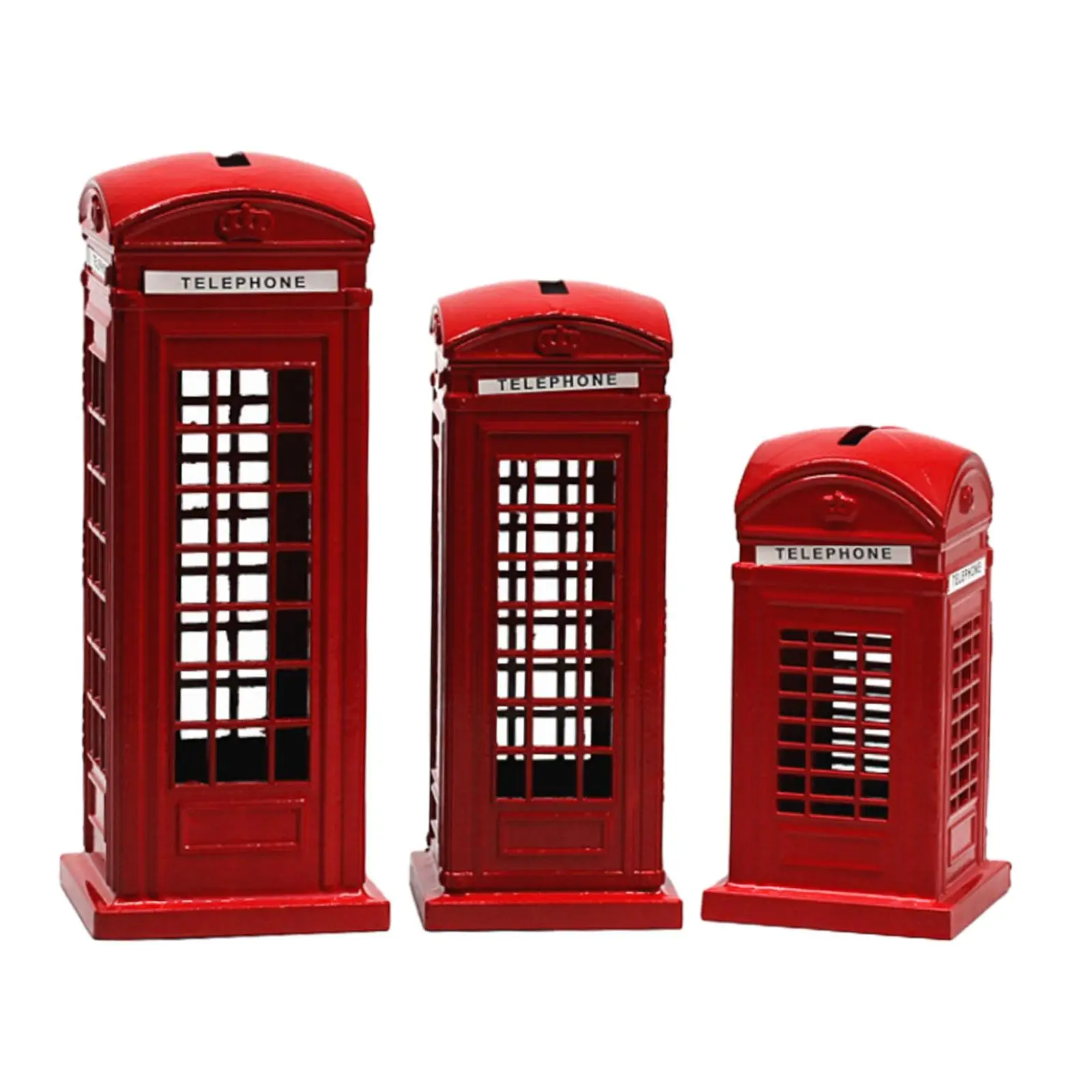 Telephone Booth Piggy Bank Telephone Booth Figurine Statue Money Saving ...