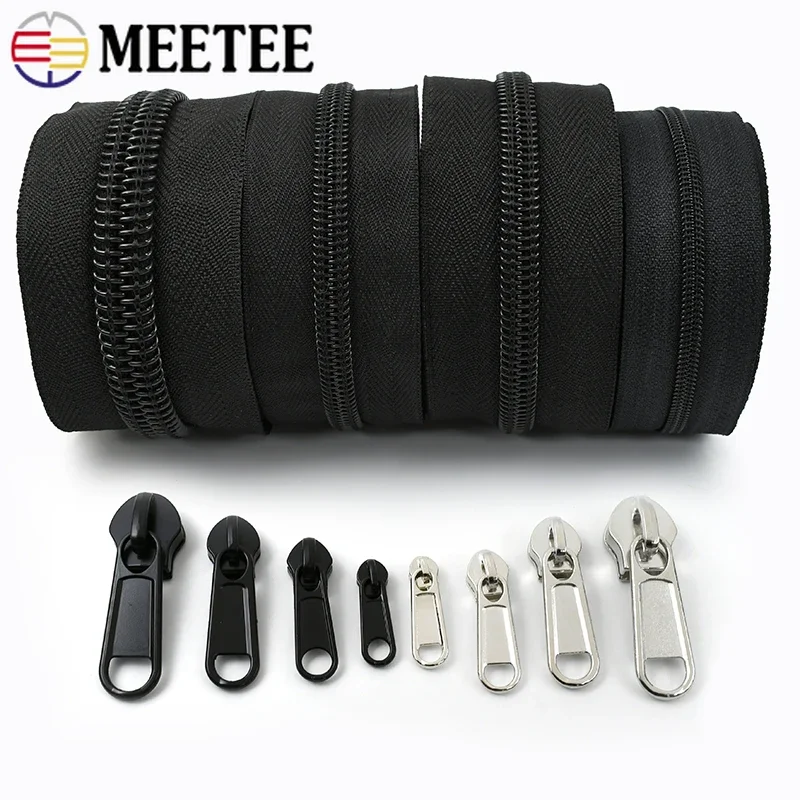 5/10M 3#5#8#10# Black Nylon Coil Zippers with Zipper Slider Clothes ...