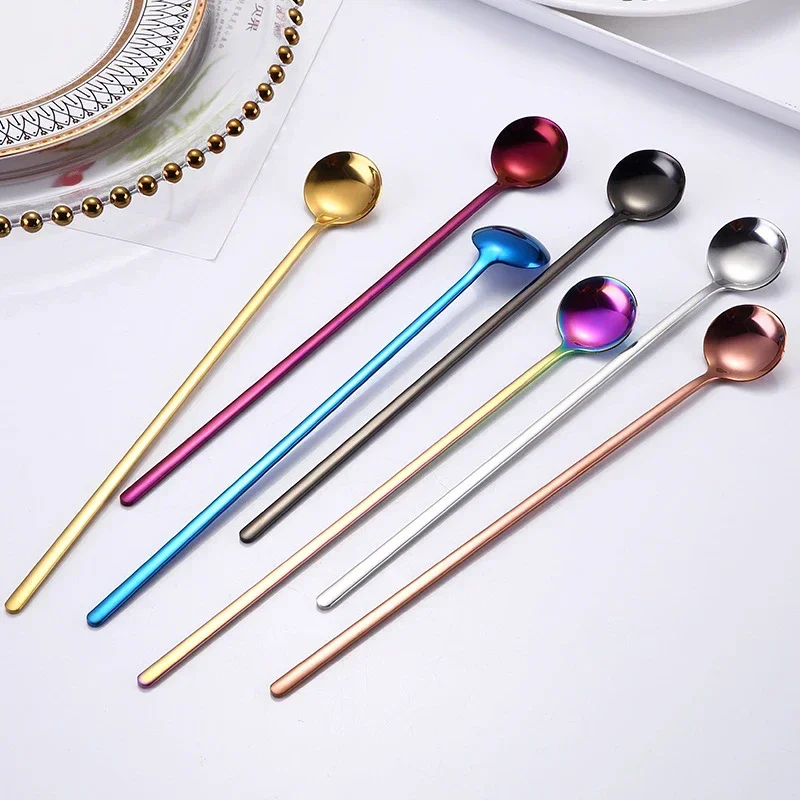 Coffee Tea Stir Spoon Long Handle Ice Cream Dessert Spoons Eco-Friendly ...
