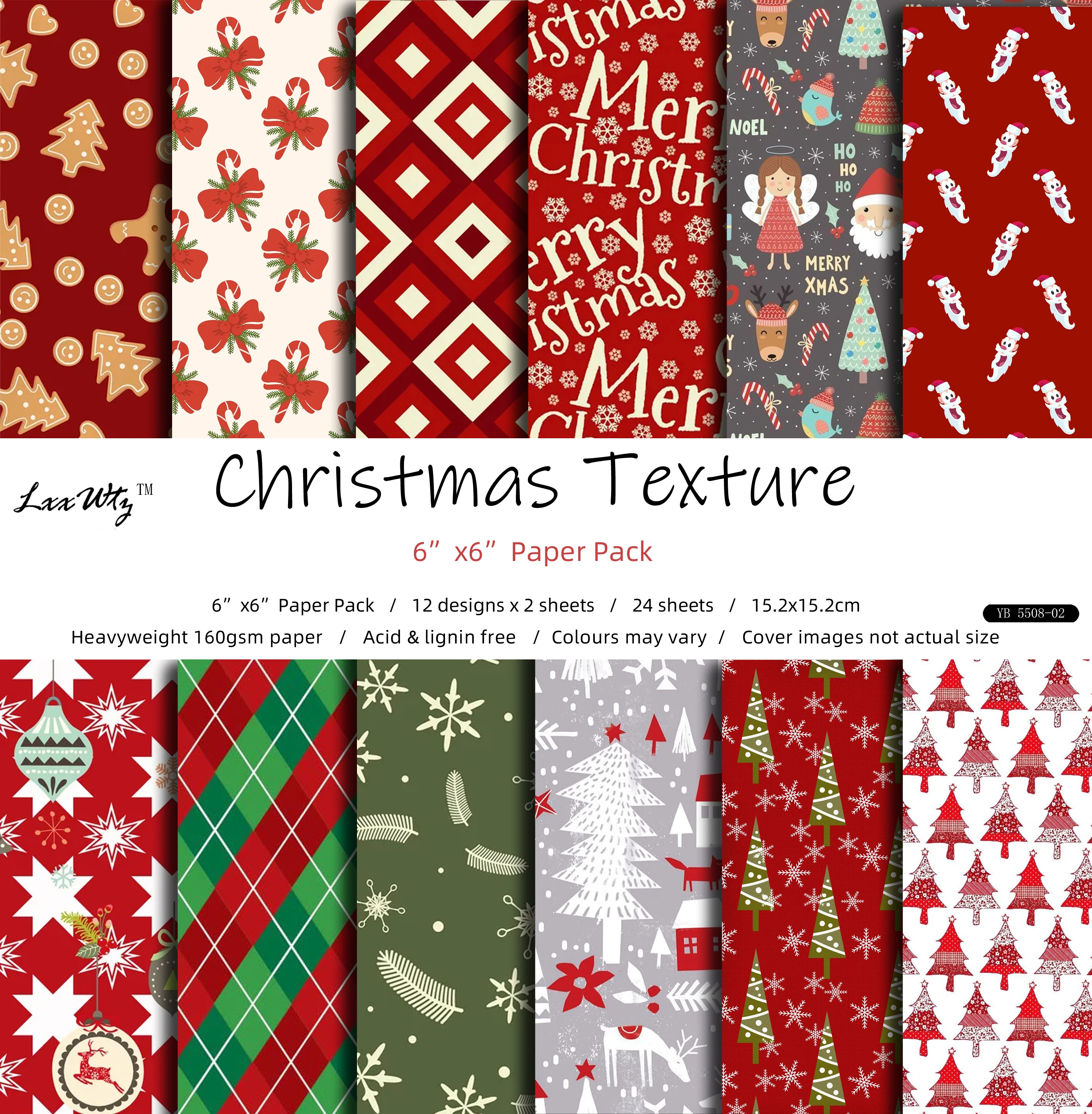 24-sheets-6-X6-Christmas-Texture-Patterned-Paper-Pad-Scrapbooking-Paper ...