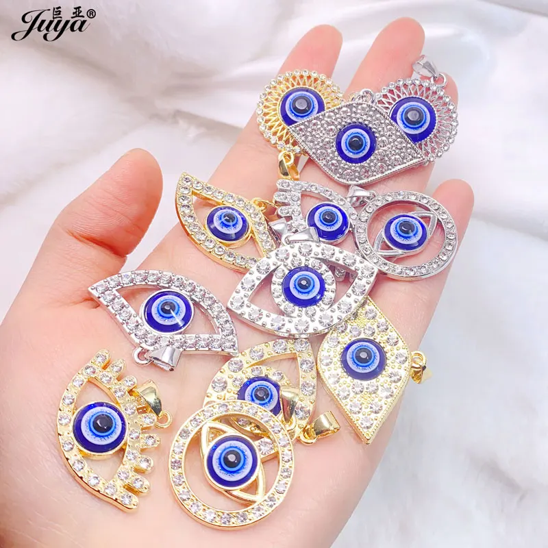 5PCS Various Crystal Charms Blue Evil Eye Pendant Charms For Jewelry ...