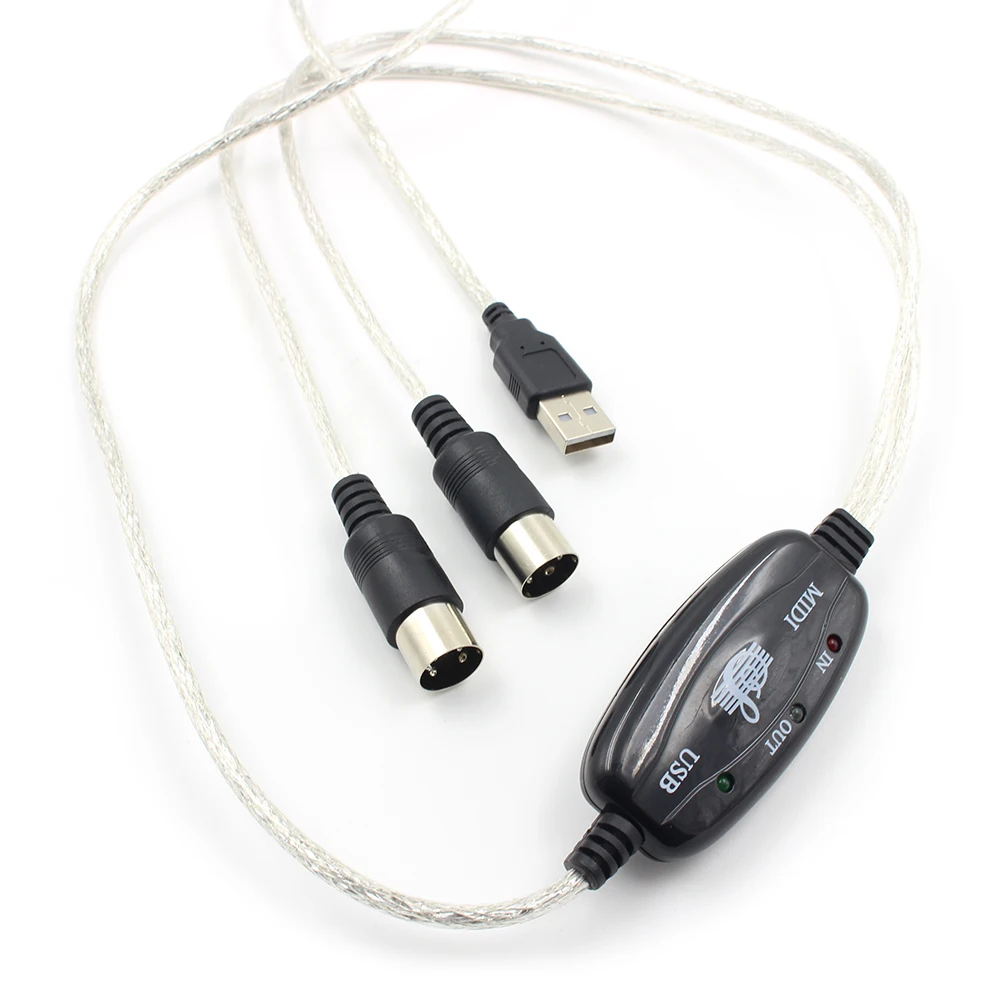 Professional MIDI Cable USB IN-OUT PC to Music Electronic Keyboard ...