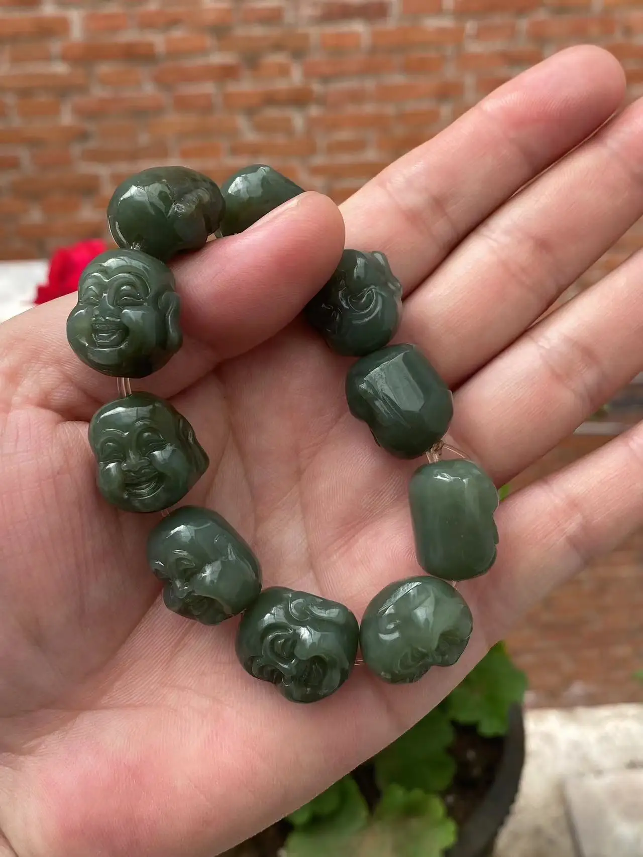 Natural-100-real-cyan-green-hetian-jade-Carving-Buddha-s-head-beads ...