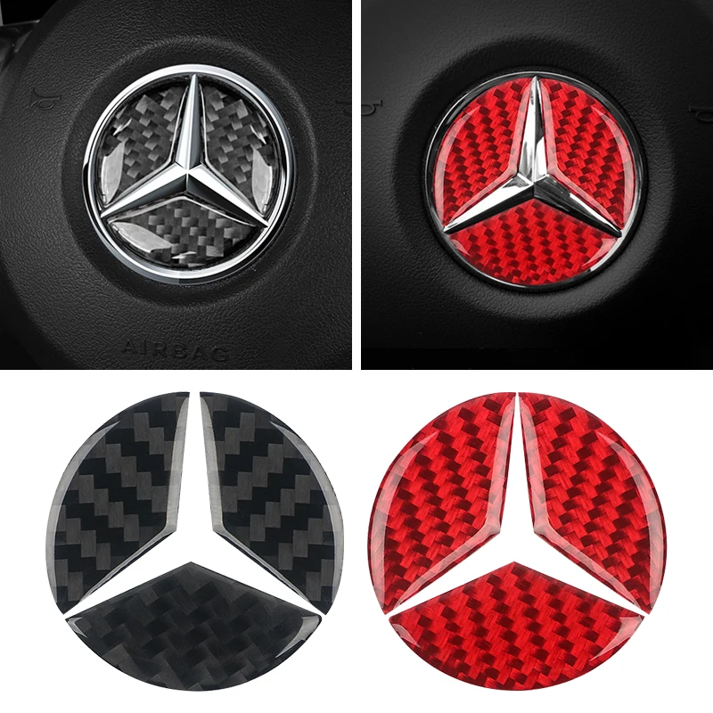 Carbon-Fiber-Red-Car-Steering-Wheel-Trim-Sticker-For-Mercedes-Benz-CLA ...