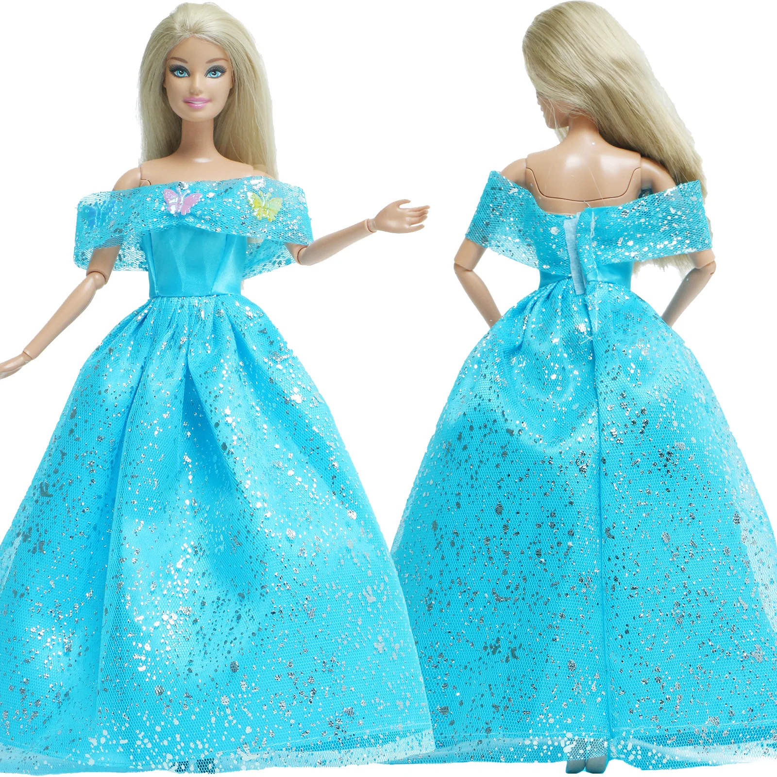 One Pcs Blue Ball Gown Handmade Wedding Party Dress Fairy Tale Princess ...